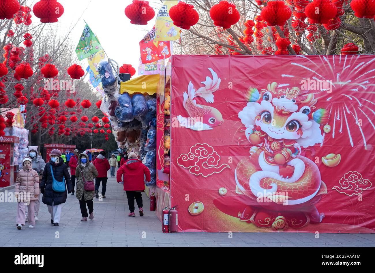 (250129) -- BEIJING, Jan. 29, 2025 (Xinhua) -- Tourists visit a Spring ...