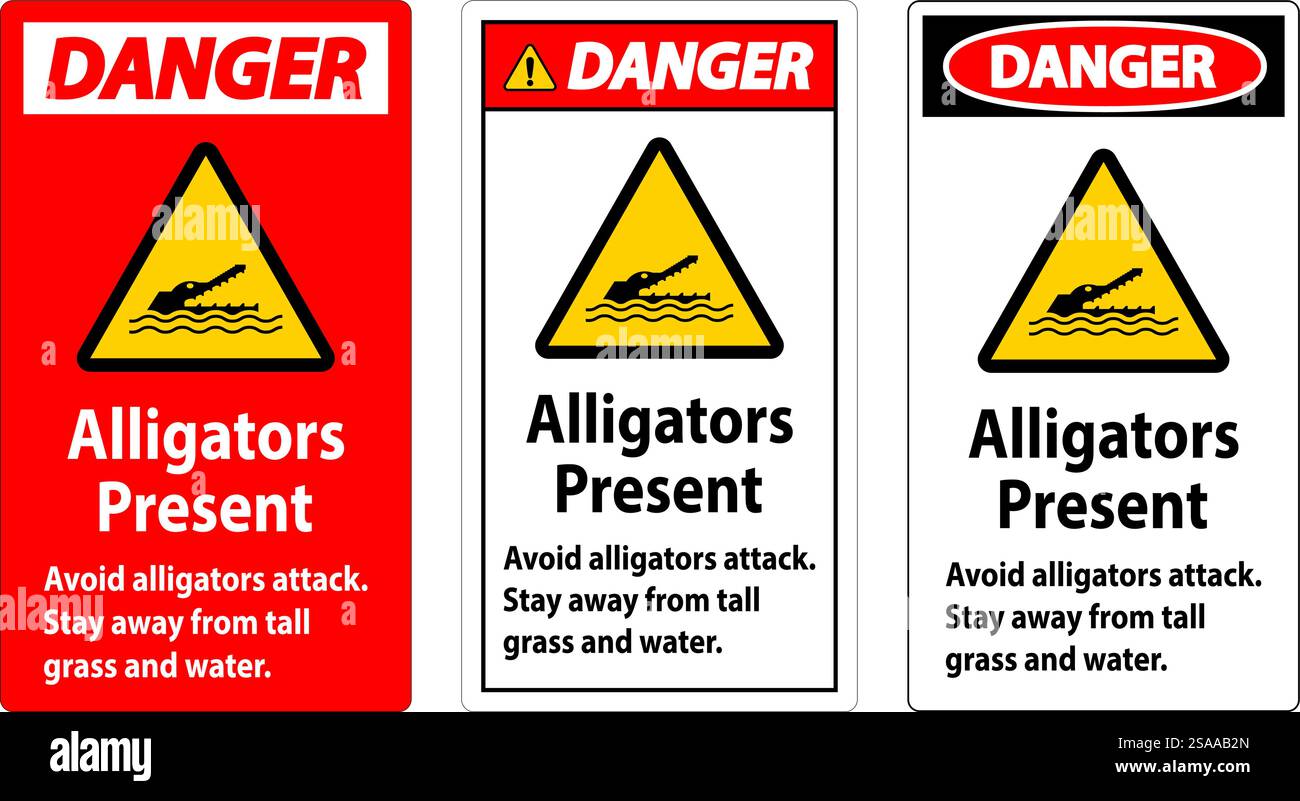 Alligator Warning Sign, Danger - Alligators Present Avoid Attack, Stay ...