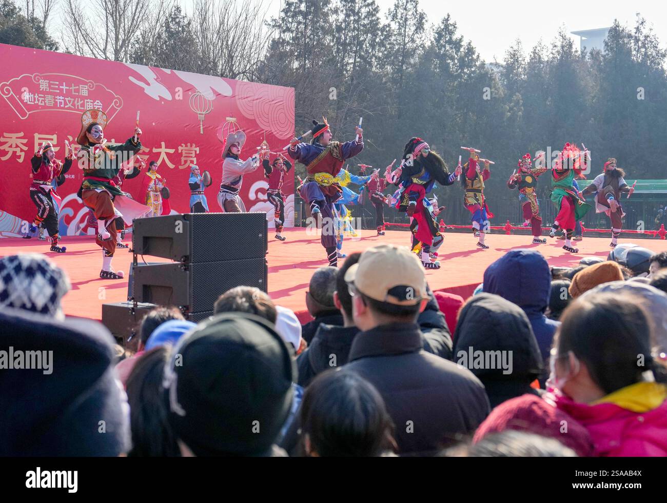 Beijing, China. 29th Jan, 2025. Tourists watch a Yingge dance ...
