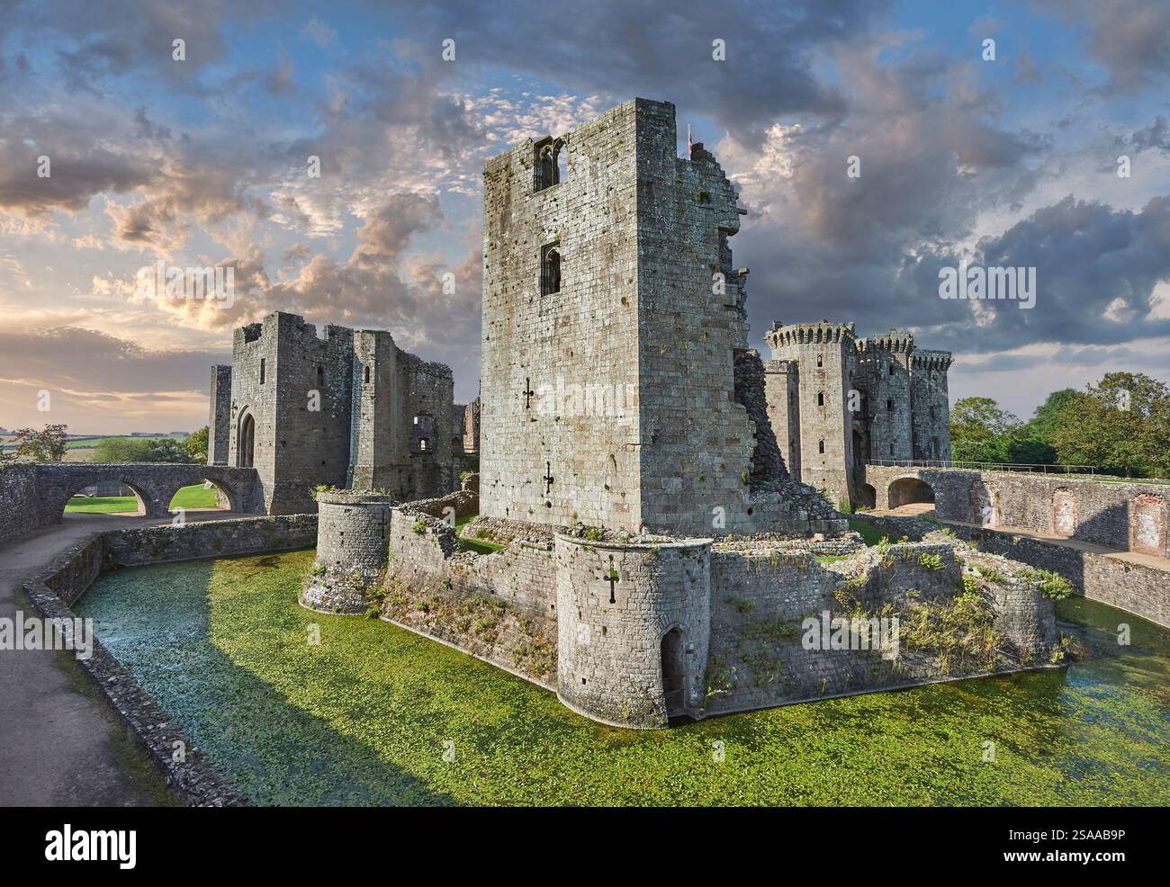 Ruins of the medieval Raglan Castle (Welsh: Castell Rhaglan ...
