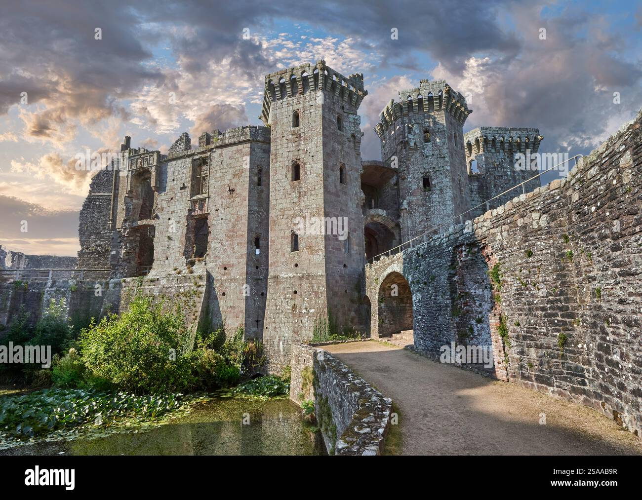 Ruins of the medieval Raglan Castle (Welsh: Castell Rhaglan ...