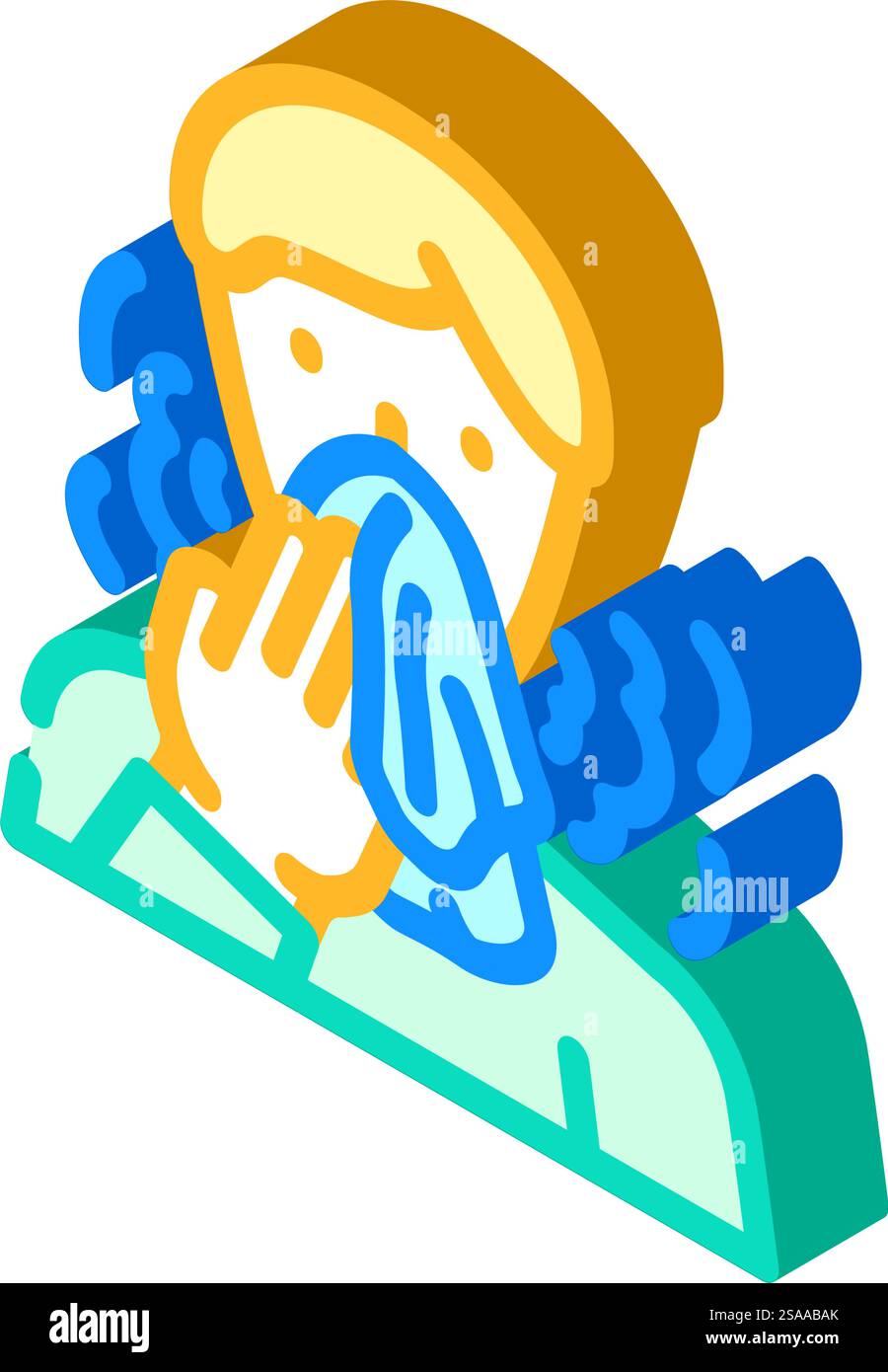 coughing sneezing disease symptom isometric icon vector. coughing ...