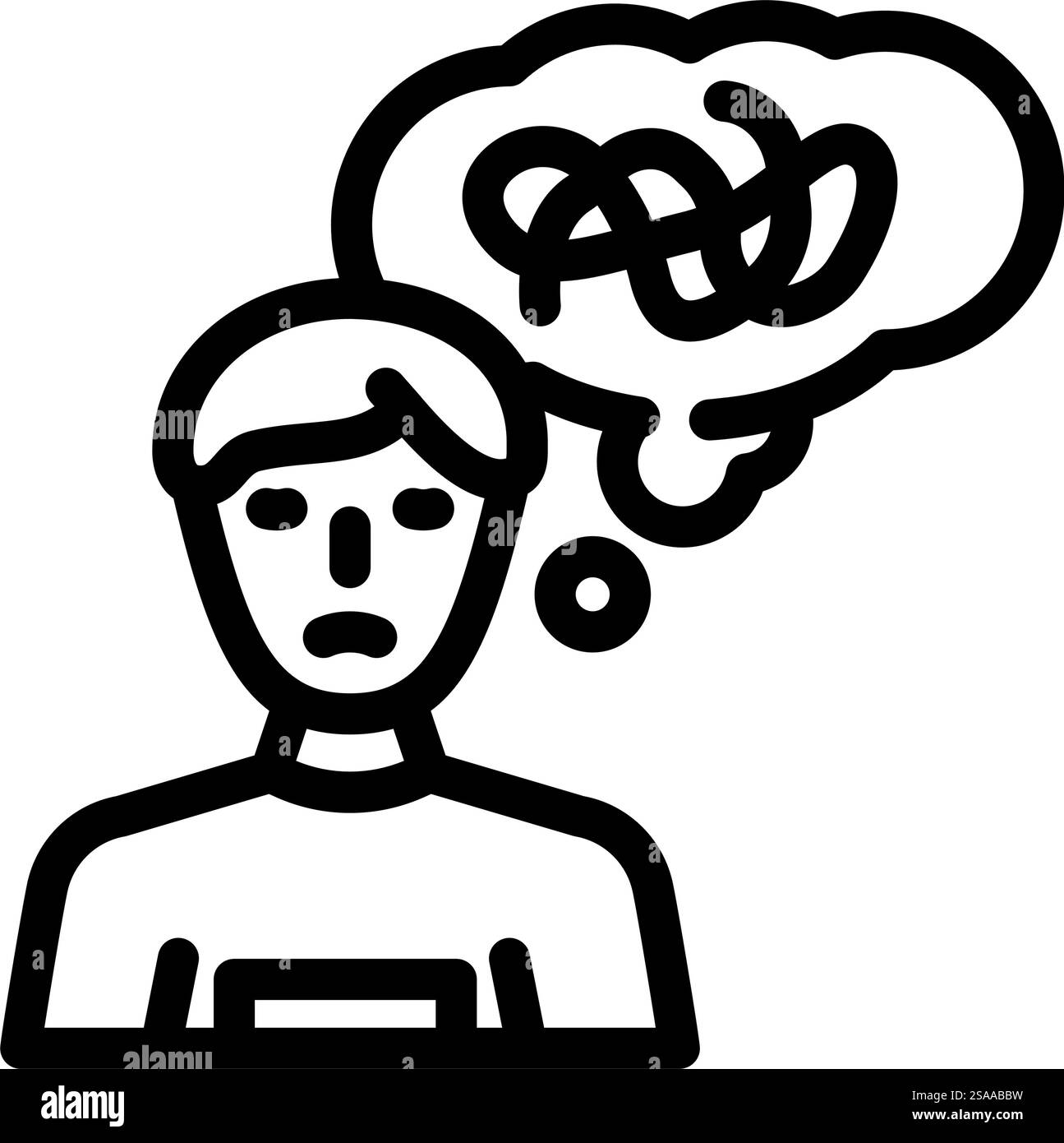 memory loss confusion disease symptom line icon vector. memory loss ...