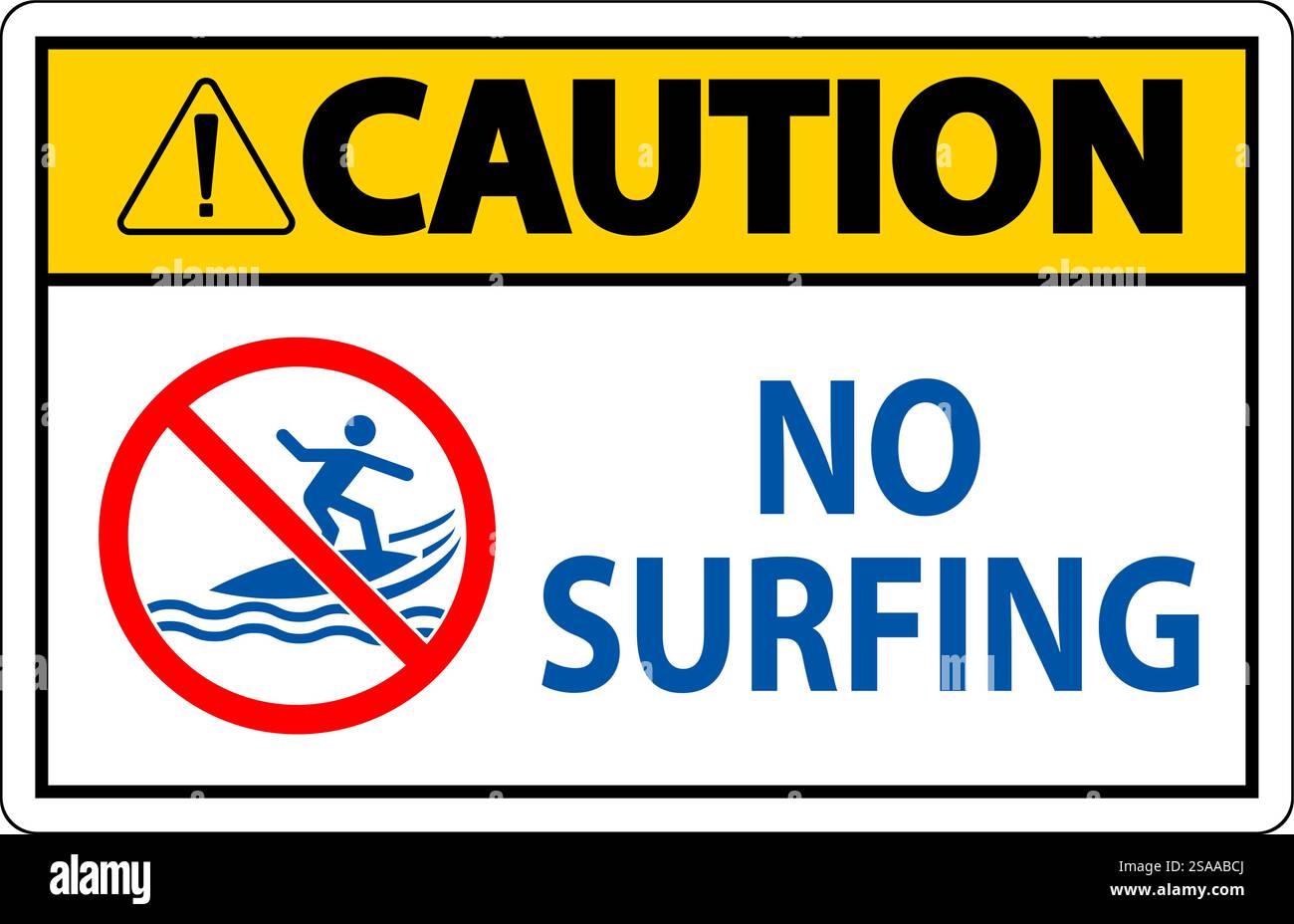Caution Beach Safety Sign No Surfing Stock Vector Image & Art - Alamy