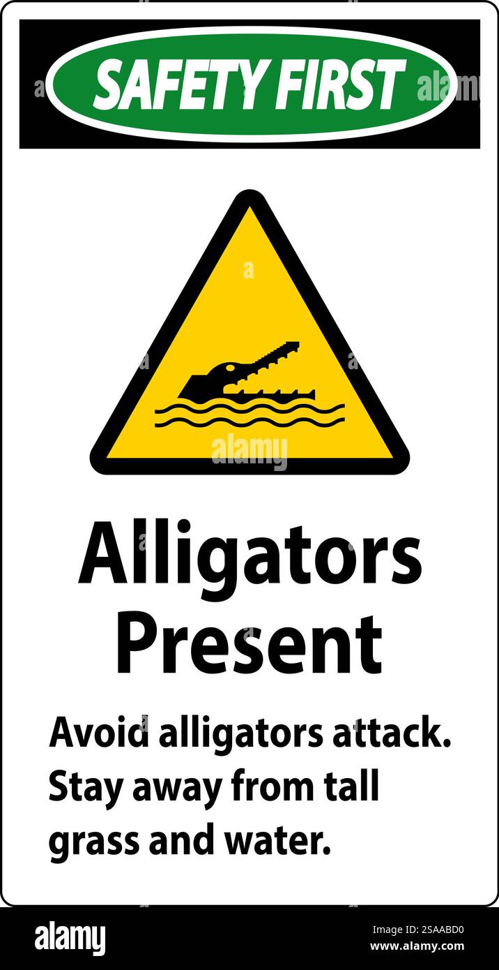 Alligator Warning Sign, Danger - Alligators Present Avoid Attack, Stay ...