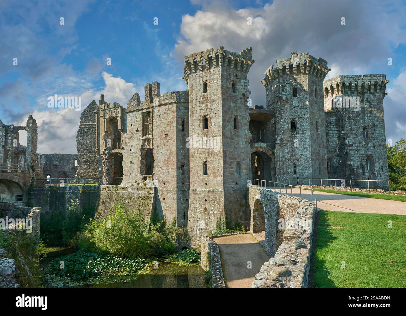 Ruins of the medieval Raglan Castle (Welsh: Castell Rhaglan ...