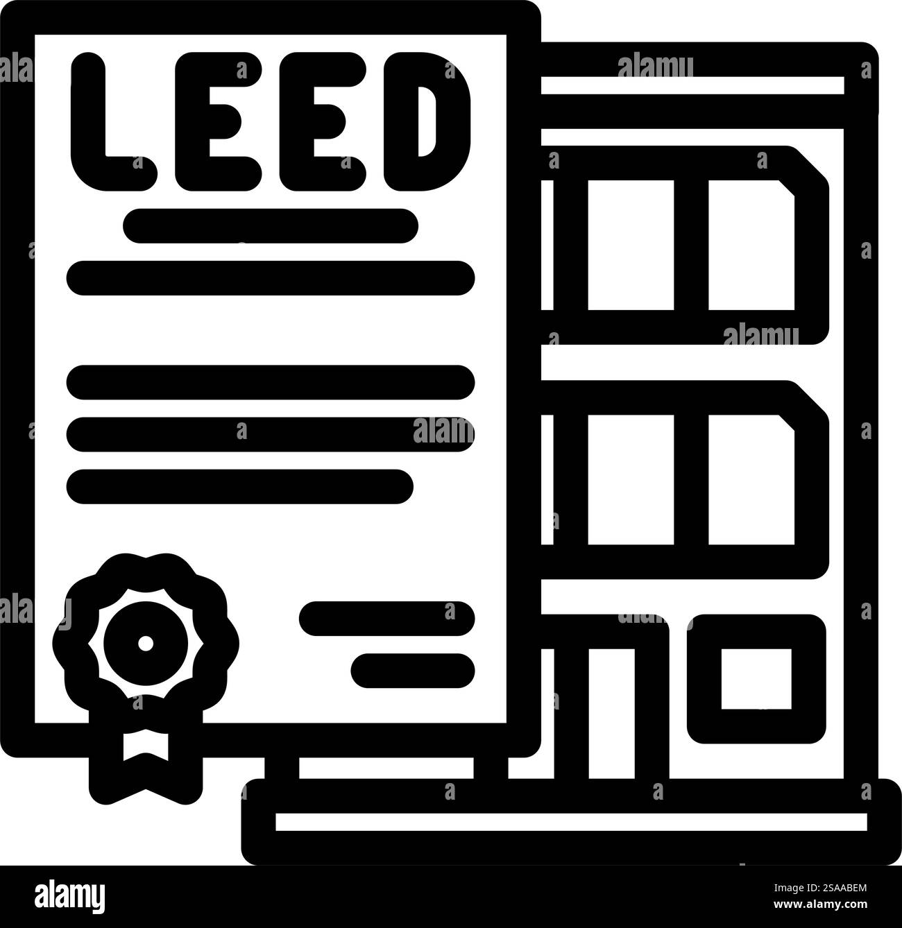 leed certification green building line icon vector. leed certification ...
