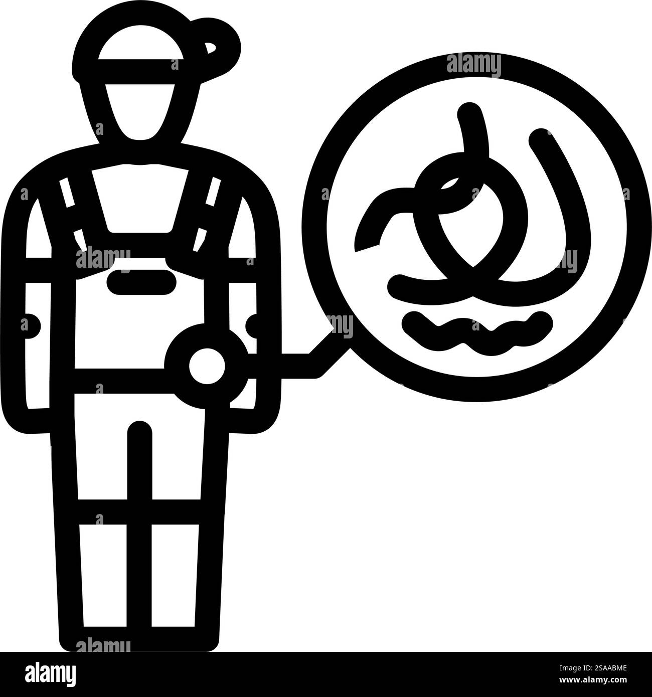 kid boy helminth worm line icon vector. kid boy helminth worm sign ...