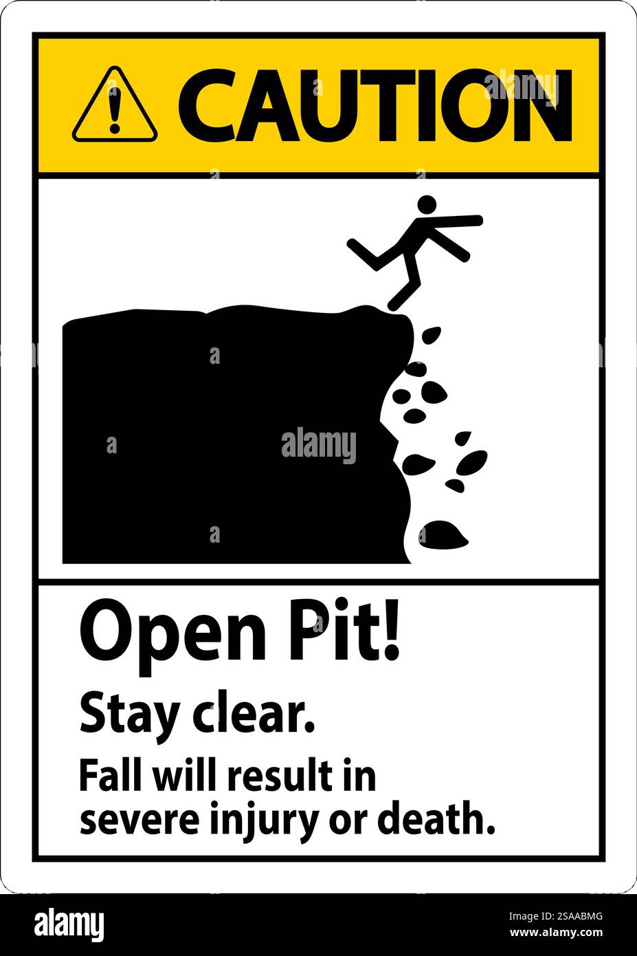 Caution Sign Open Pit Stay Clear Fall Will Result In Severe Injury Or ...