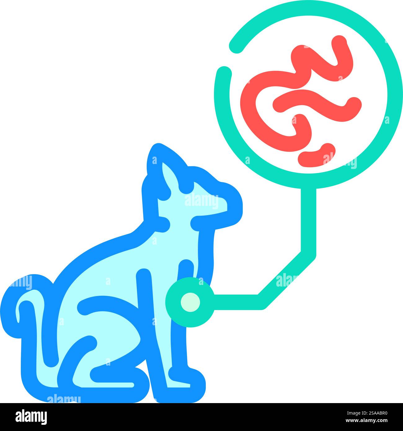 cat parasite worm color icon vector. cat parasite worm sign. isolated ...