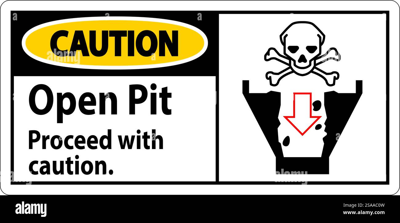 Caution Sign Open Pit Proceed With Caution Stock Vector Image & Art - Alamy