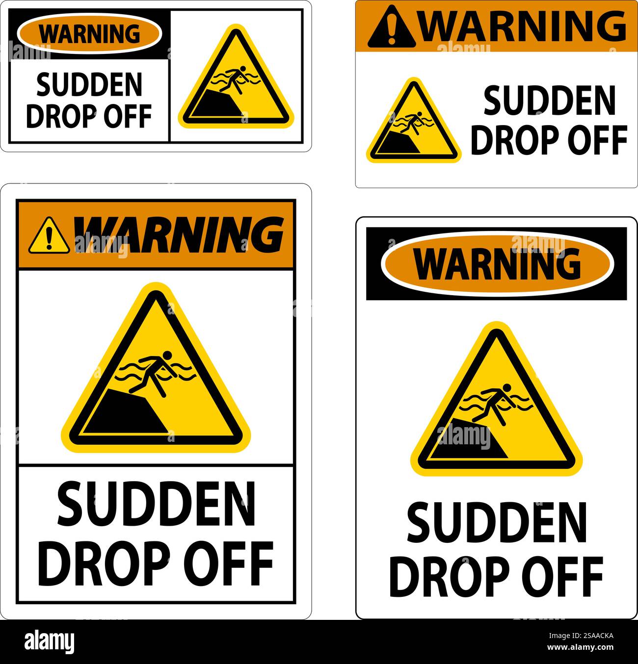 Warning Sign Sudden Drop Off Stock Vector Image & Art - Alamy