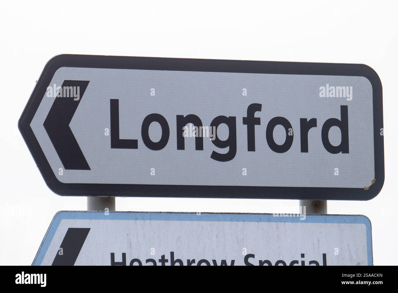 Longford, UK. 29th January, 2025. A road sign for Longford Village in ...