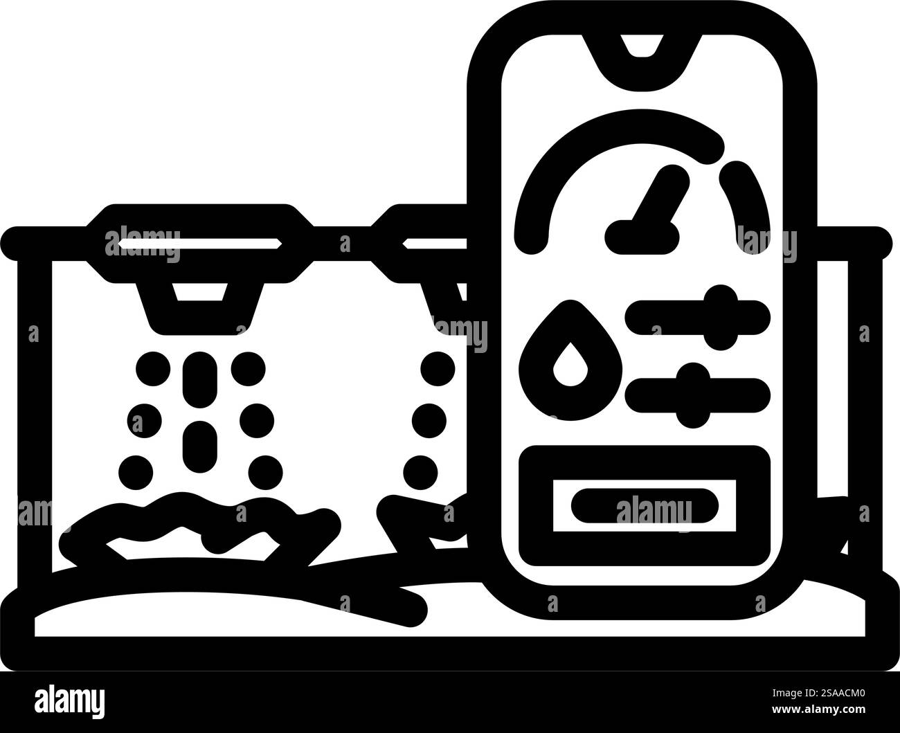 smart irrigation water saving line icon vector. smart irrigation water ...