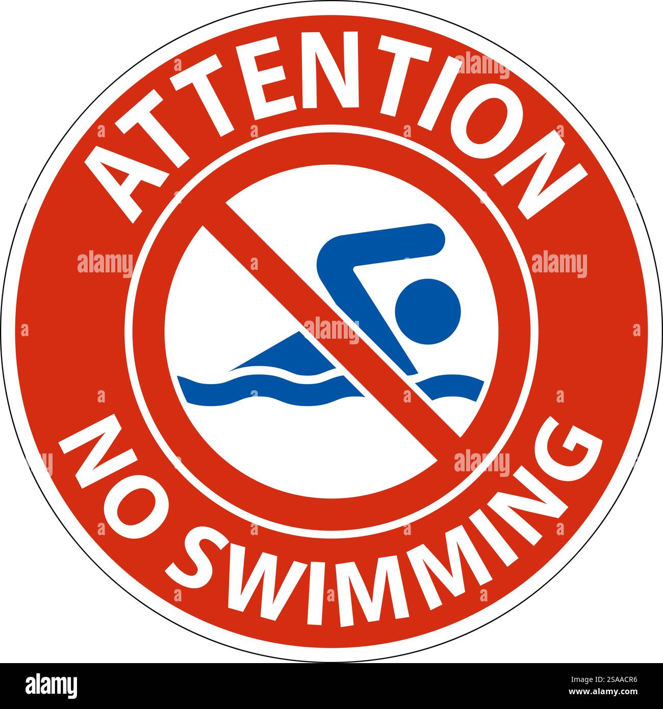 Attention No Swimming Sign Stock Vector Image & Art - Alamy