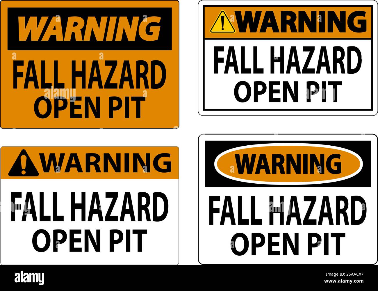 Warning Sign Fall Hazard - Open Pit Stock Vector Image & Art - Alamy