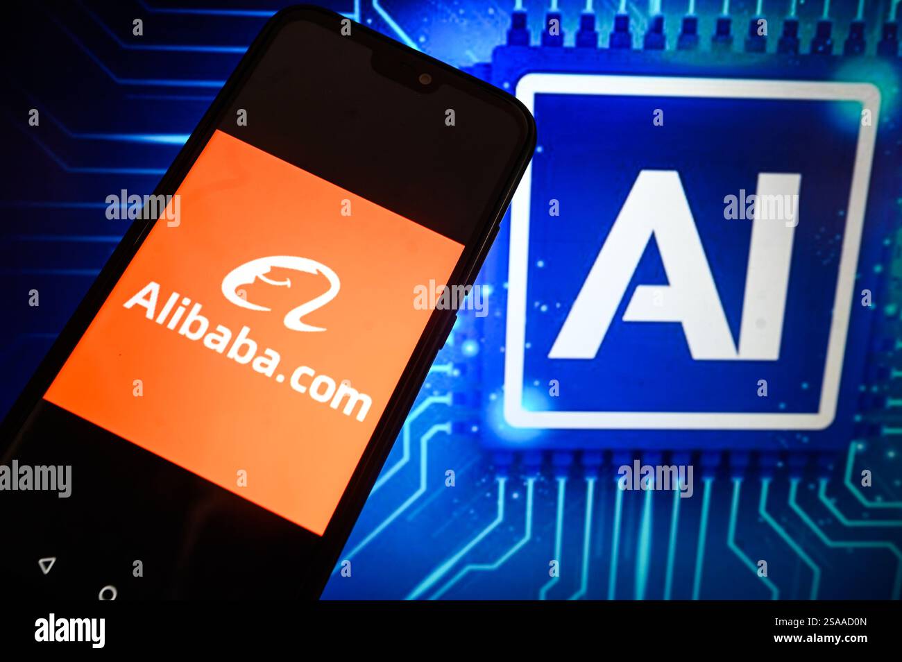Poland. 29th Jan, 2025. In this photo illustration, an Alibaba logo is ...