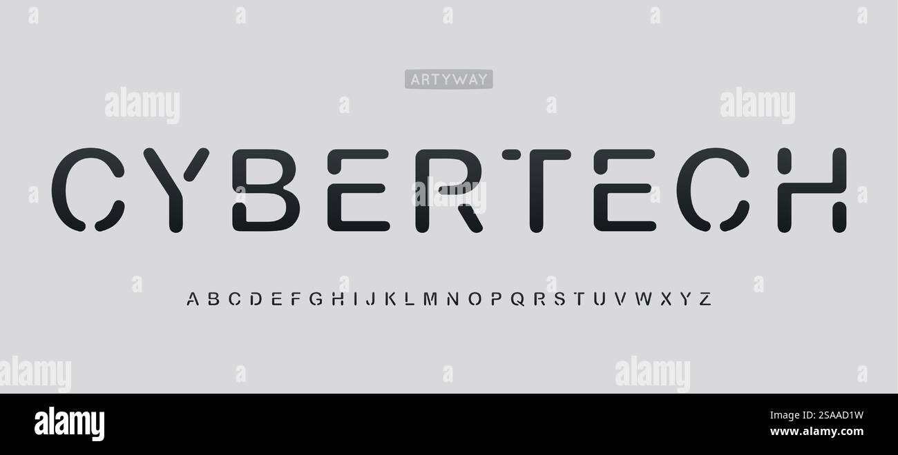 Stencil cyber tech alphabet, modern futuristic font for cybersecurity ...