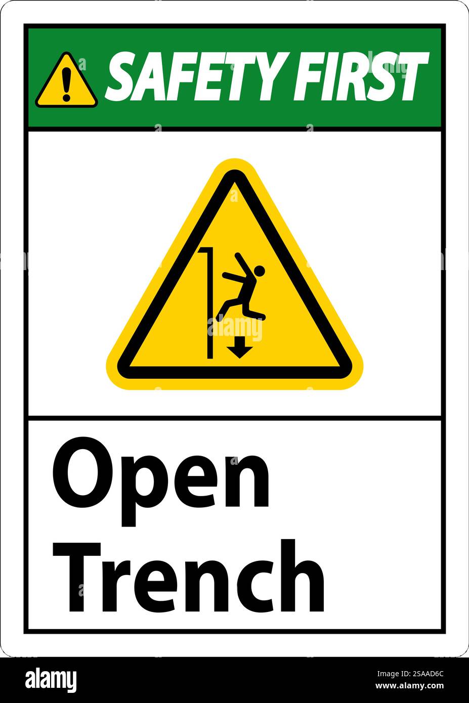 Safety First Sign Open Trench Stock Vector Image & Art - Alamy