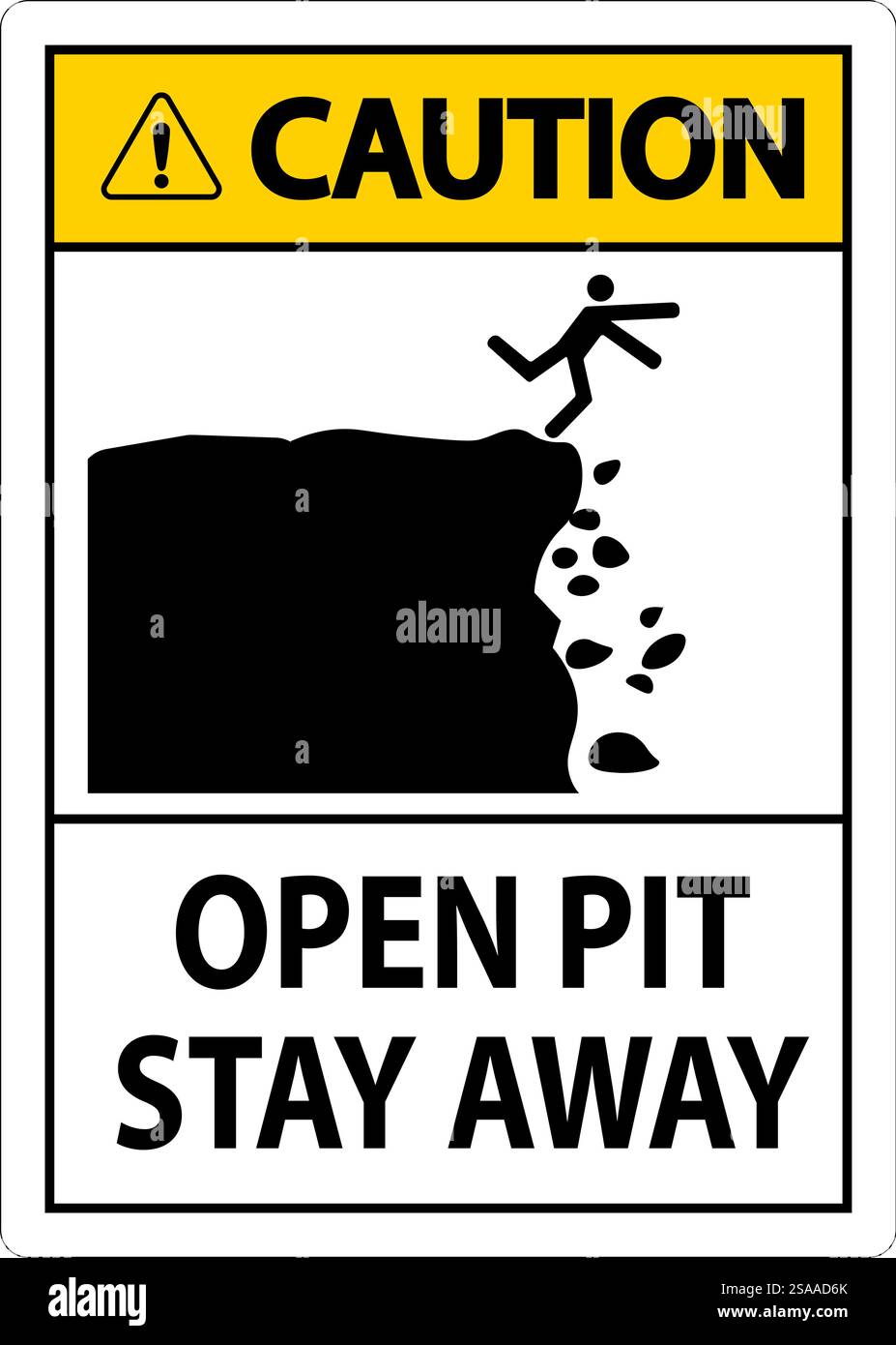 Caution Sign Open Pit, Stay Away Stock Vector Image & Art - Alamy