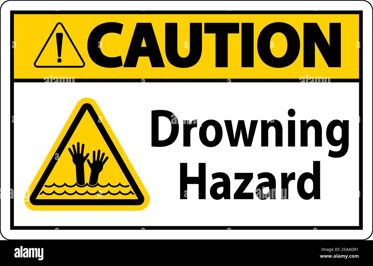 Beach Safety Sign Caution - Drowning Hazard Stock Vector Image & Art ...