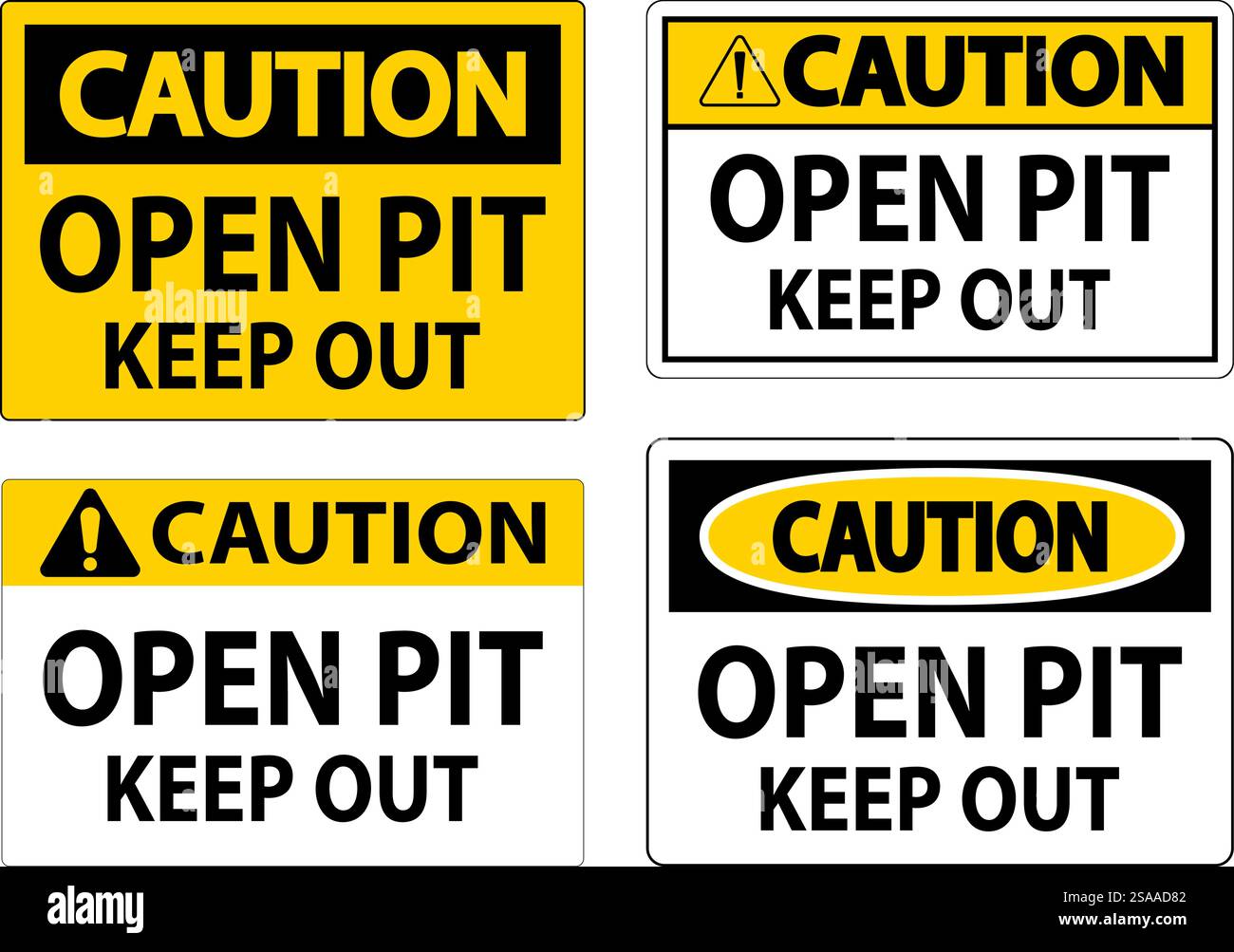 Caution Open Pit Sign Open Pit Keep Out Stock Vector Image & Art - Alamy
