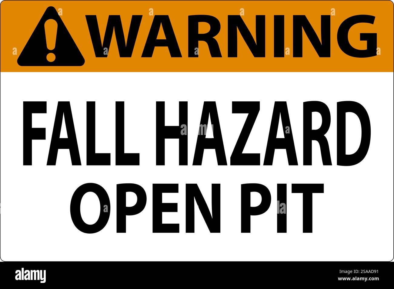 Warning Sign Fall Hazard - Open Pit Stock Vector Image & Art - Alamy