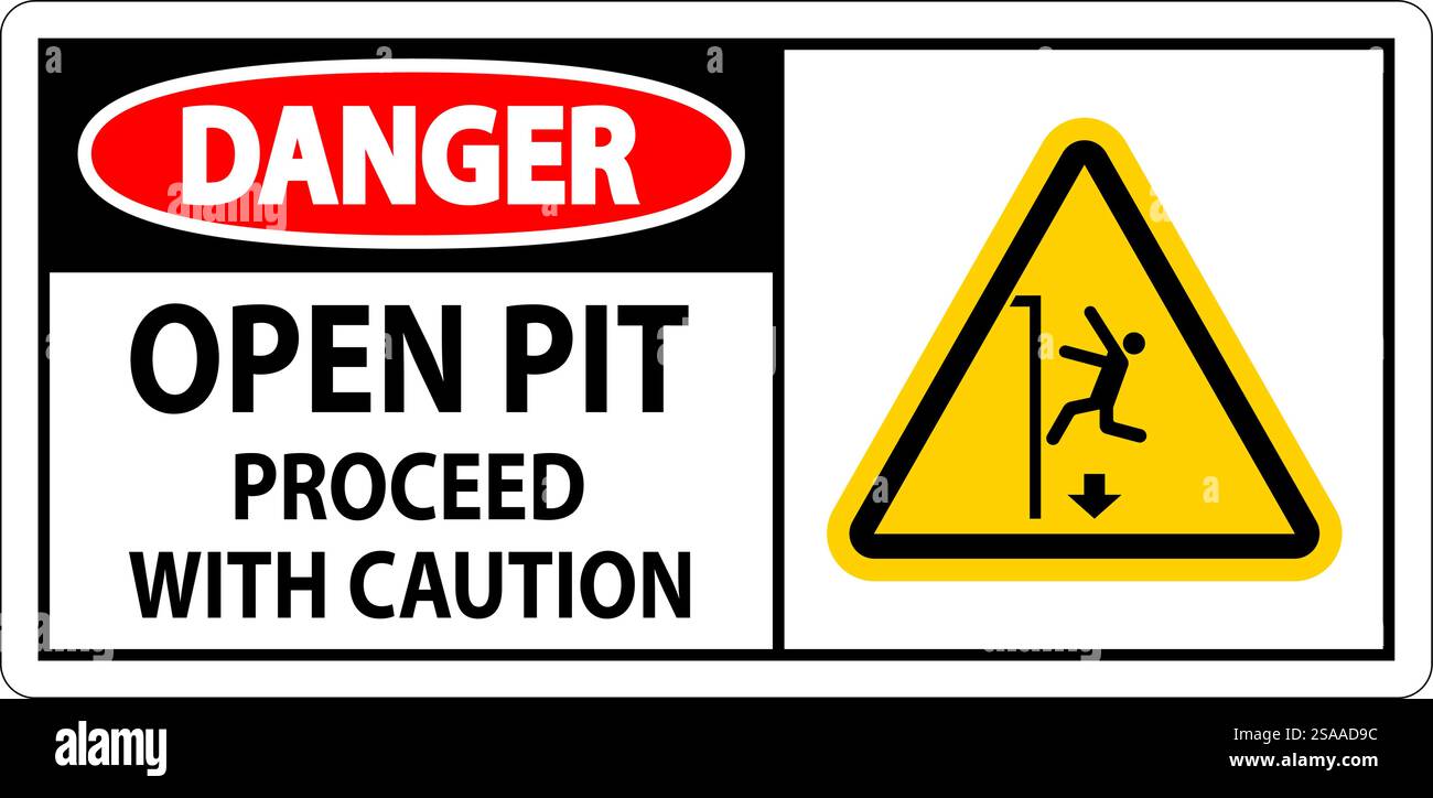 Danger Sign Open Pit Proceed With Caution Stock Vector Image & Art - Alamy