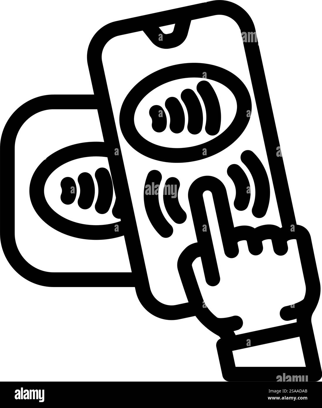 phone tapping object line icon vector. phone tapping object sign ...