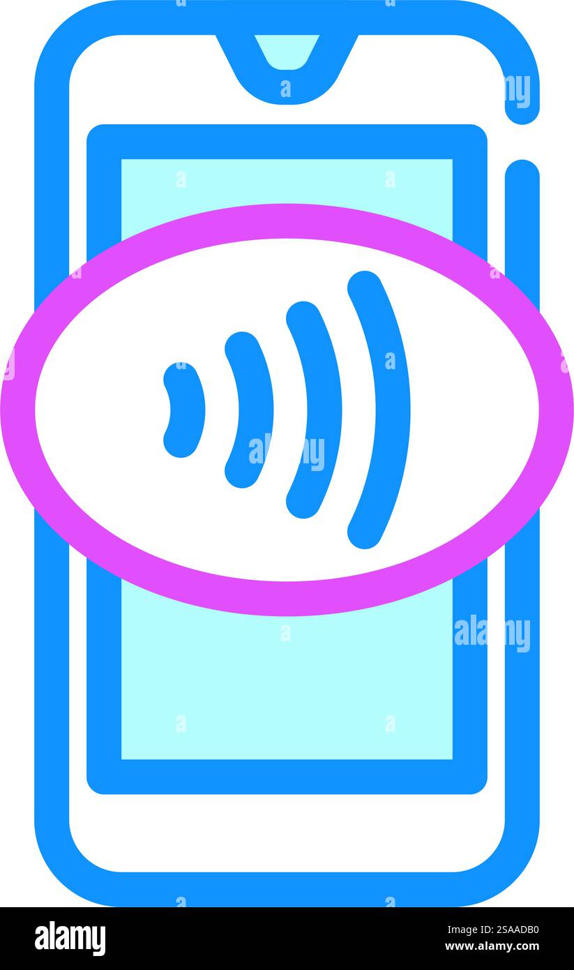 nfc enabled phone color icon vector. nfc enabled phone sign. isolated ...