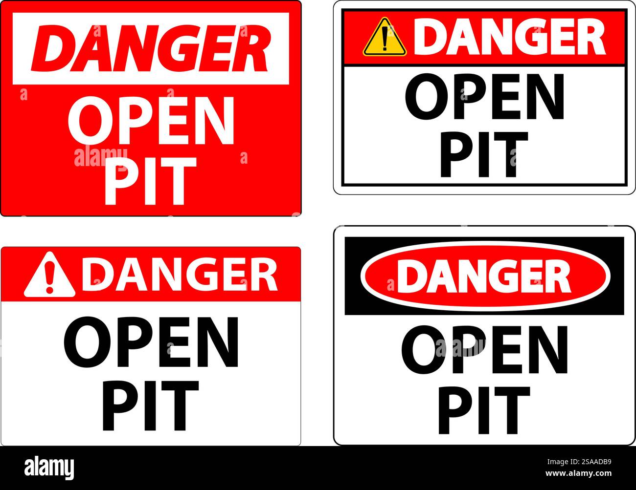 Danger Sign Open Pit Stock Vector Image & Art - Alamy