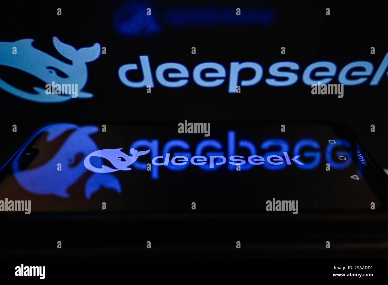 In this photo illustration, the Deepseek logo seen displayed on a ...