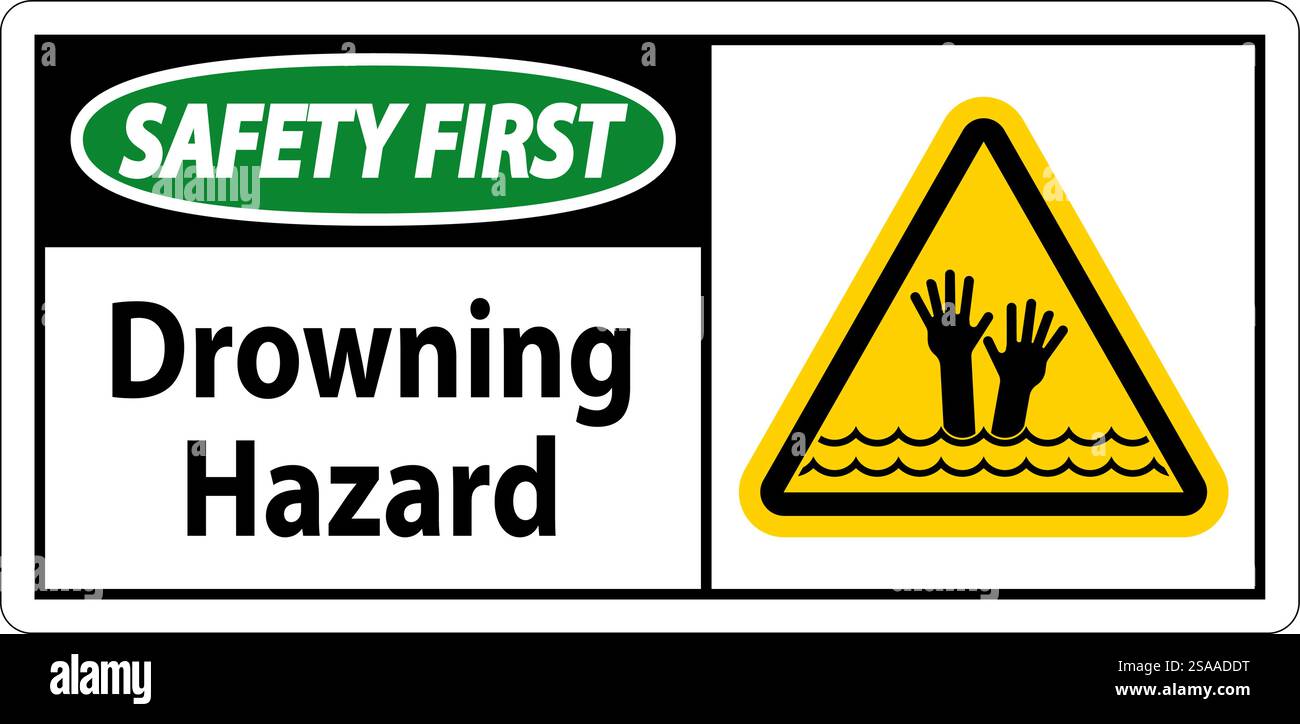 Beach Safety Sign Danger - Drowning Hazard Stock Vector Image & Art - Alamy