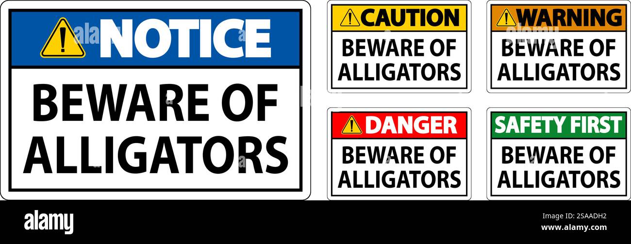 Danger Sign Beware Of Alligators Stock Vector Image & Art - Alamy