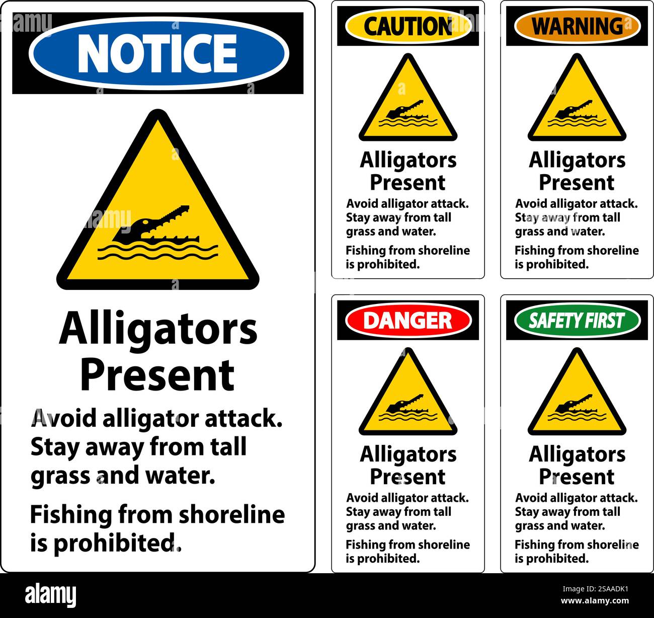 Alligator Warning Sign, Danger - Alligators Present, Avoid Alligator ...