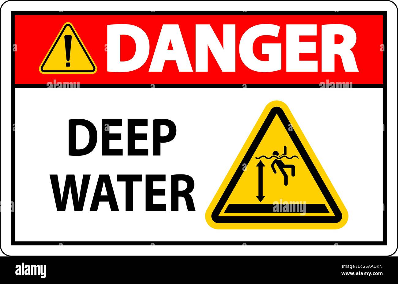 Caution deep water sign lake Stock Vector Images - Alamy