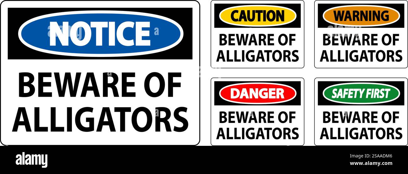 Danger Sign Beware Of Alligators Stock Vector Image & Art - Alamy
