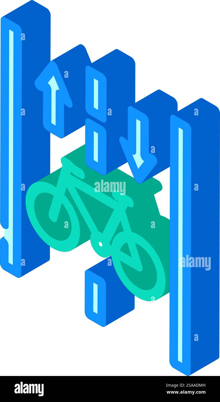 bicycle friendly infrastructure green isometric icon vector. bicycle ...
