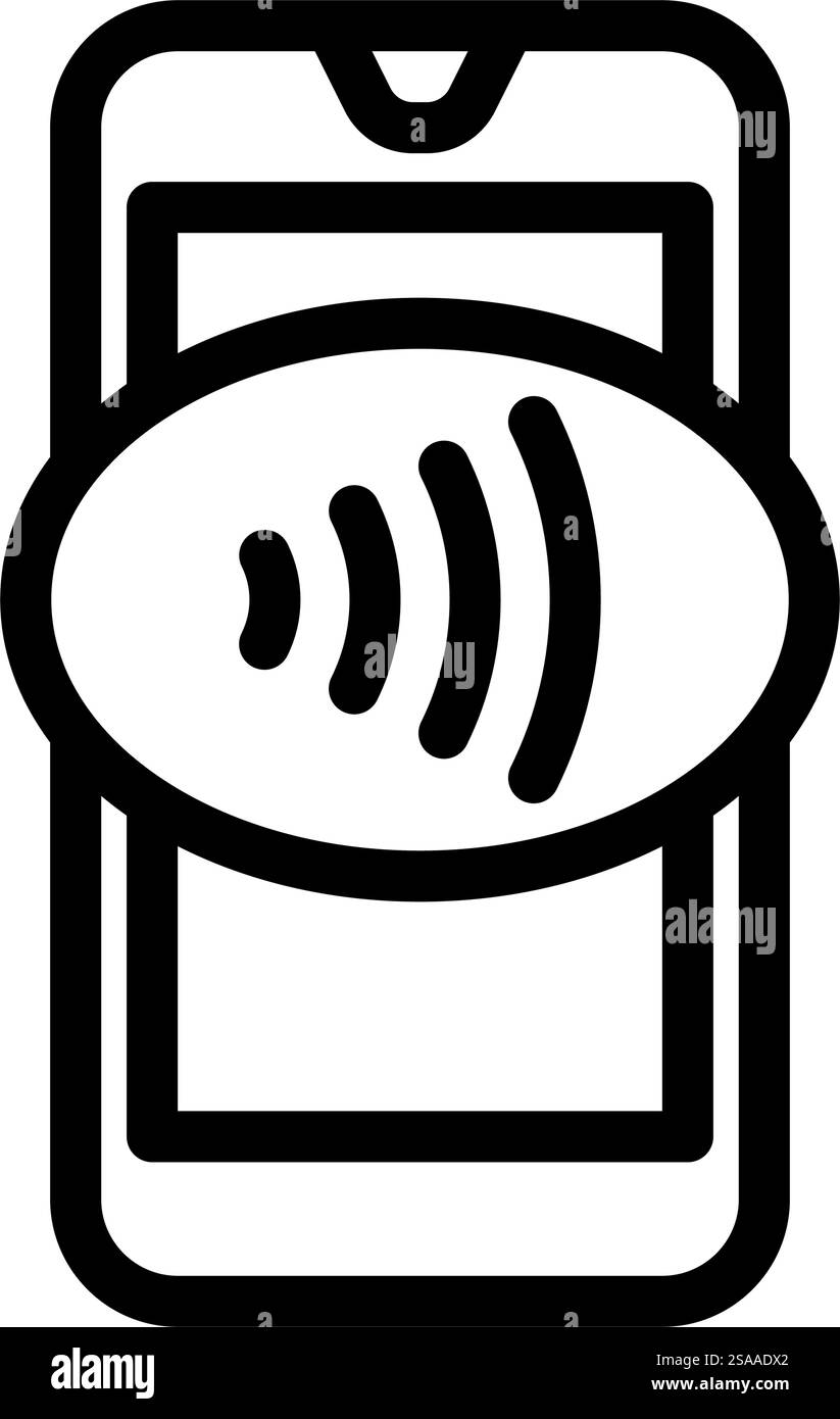 nfc enabled phone line icon vector. nfc enabled phone sign. isolated ...