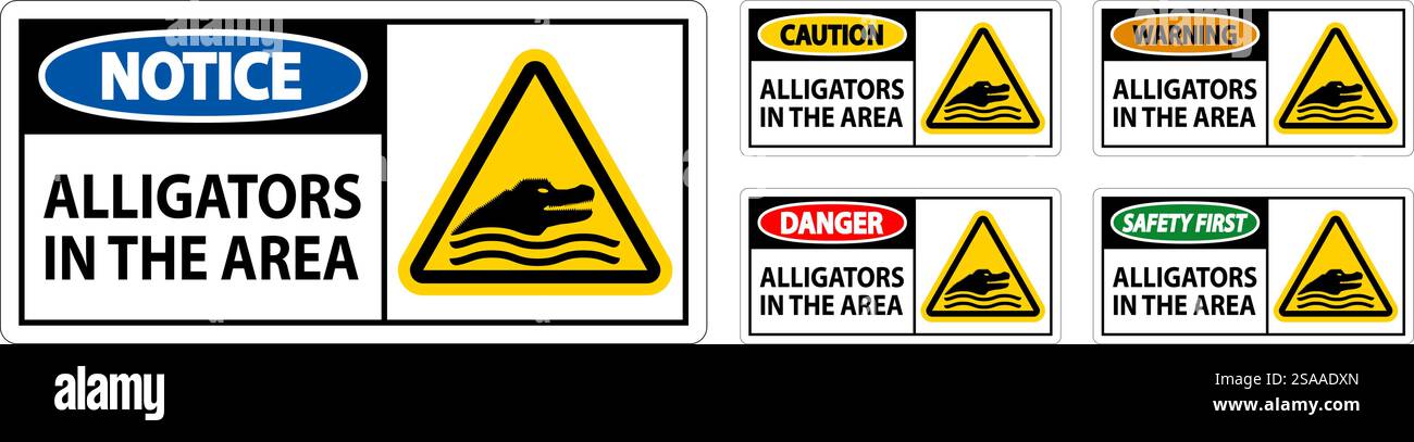 Danger Alligators In The Area Sign Stock Vector Image & Art - Alamy