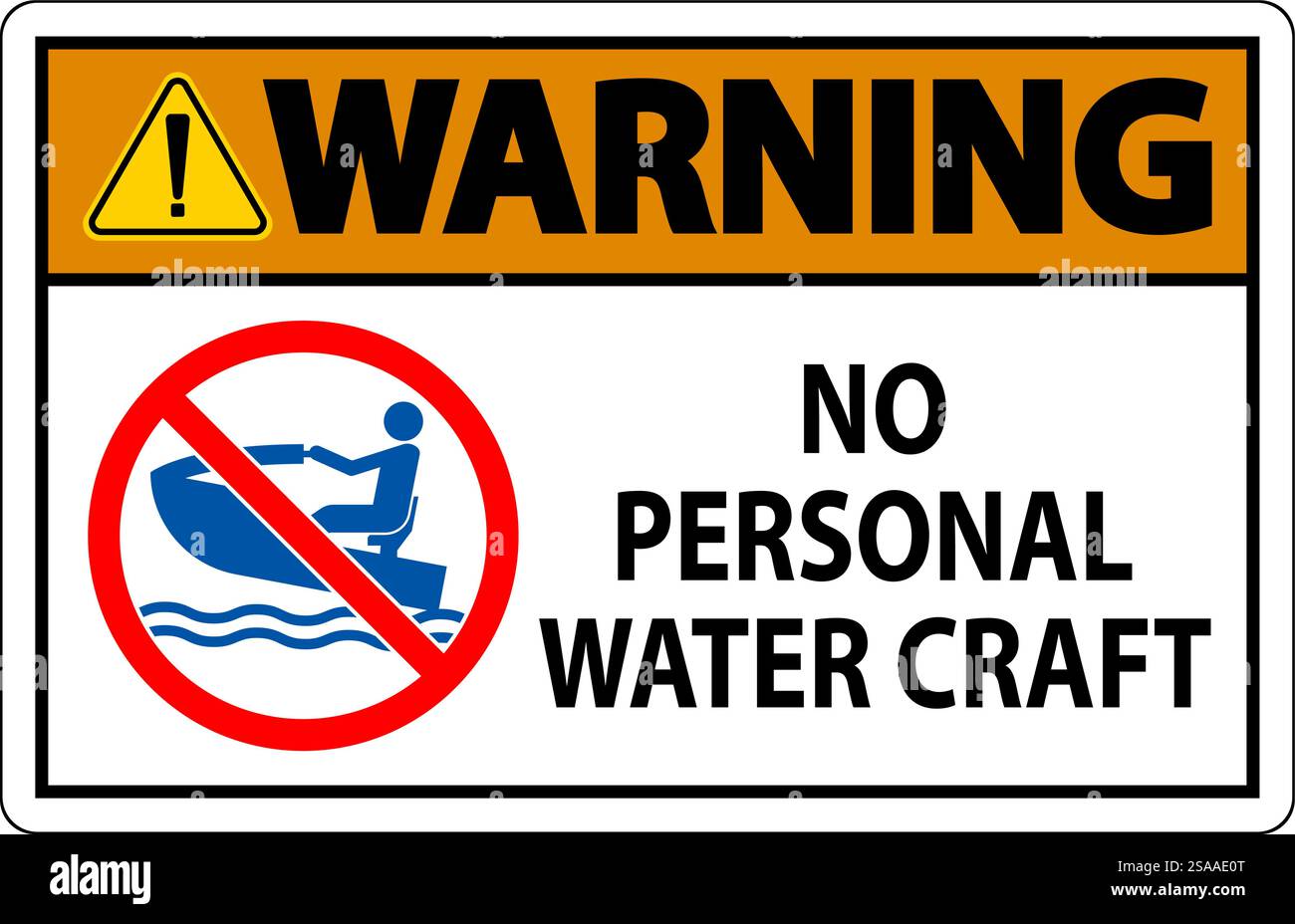 Water Safety Sign Attention, No Personal Water Craft Stock Vector Image ...