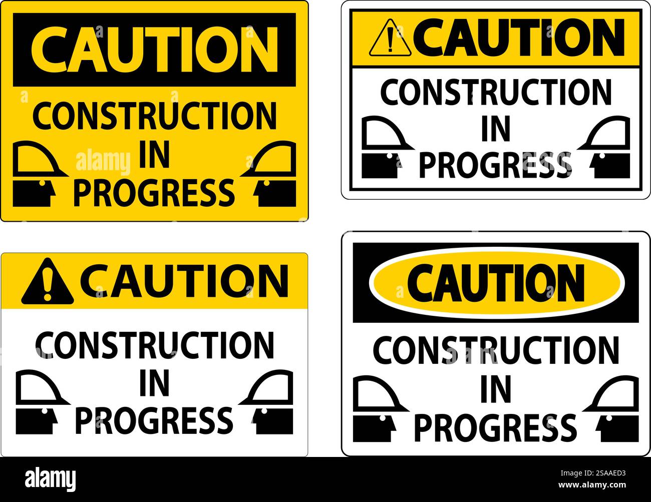 Caution Sign Construction In Progress Stock Vector Image & Art - Alamy