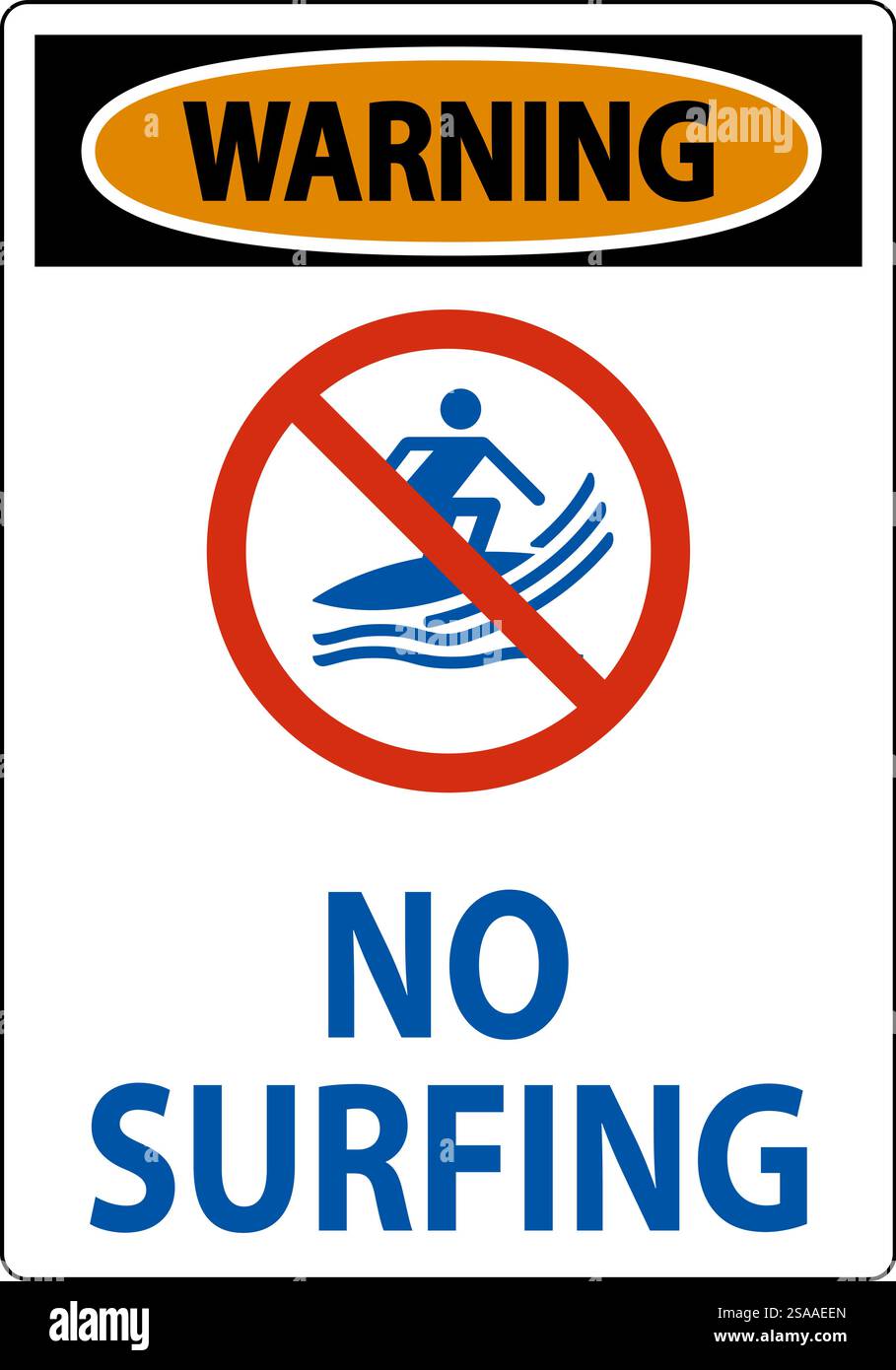 Warning Beach Safety Sign No Surfing Stock Vector Image & Art - Alamy