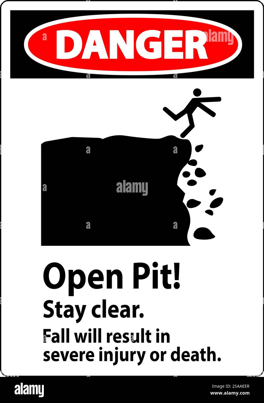 Danger Sign Open Pit Stay Clear Fall Will Result In Severe Injury Or ...