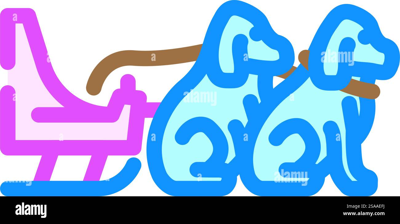 sled dog racing winter sport color icon vector. sled dog racing winter ...