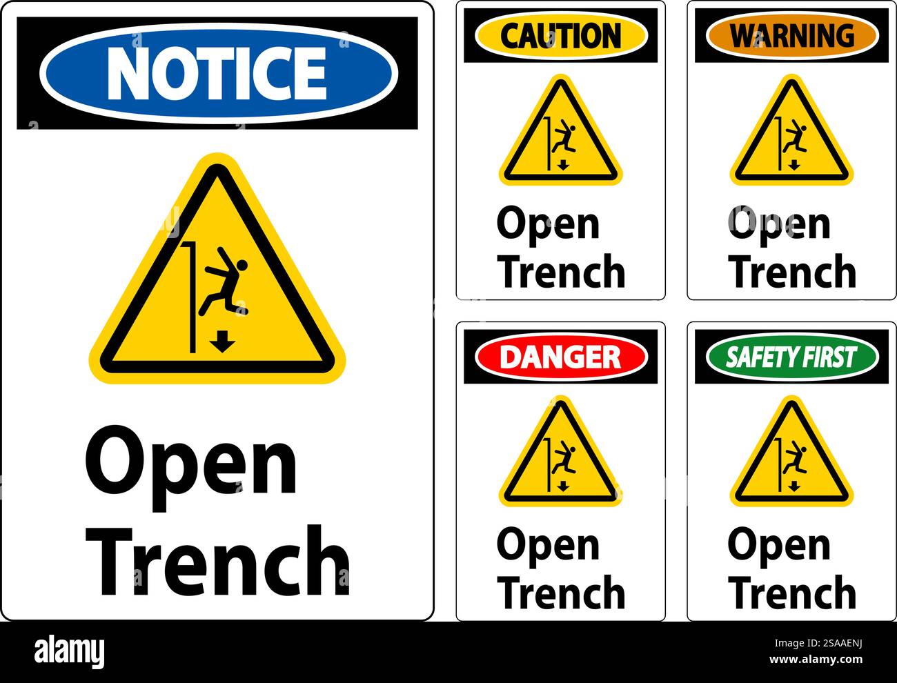 Danger Sign Open Trench Stock Vector Image & Art - Alamy