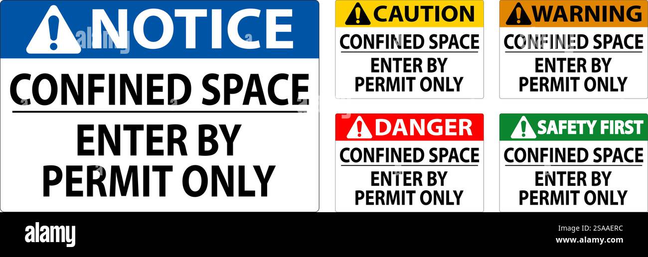 Danger Sign Confined Space - Enter By Permit Only Stock Vector Image ...