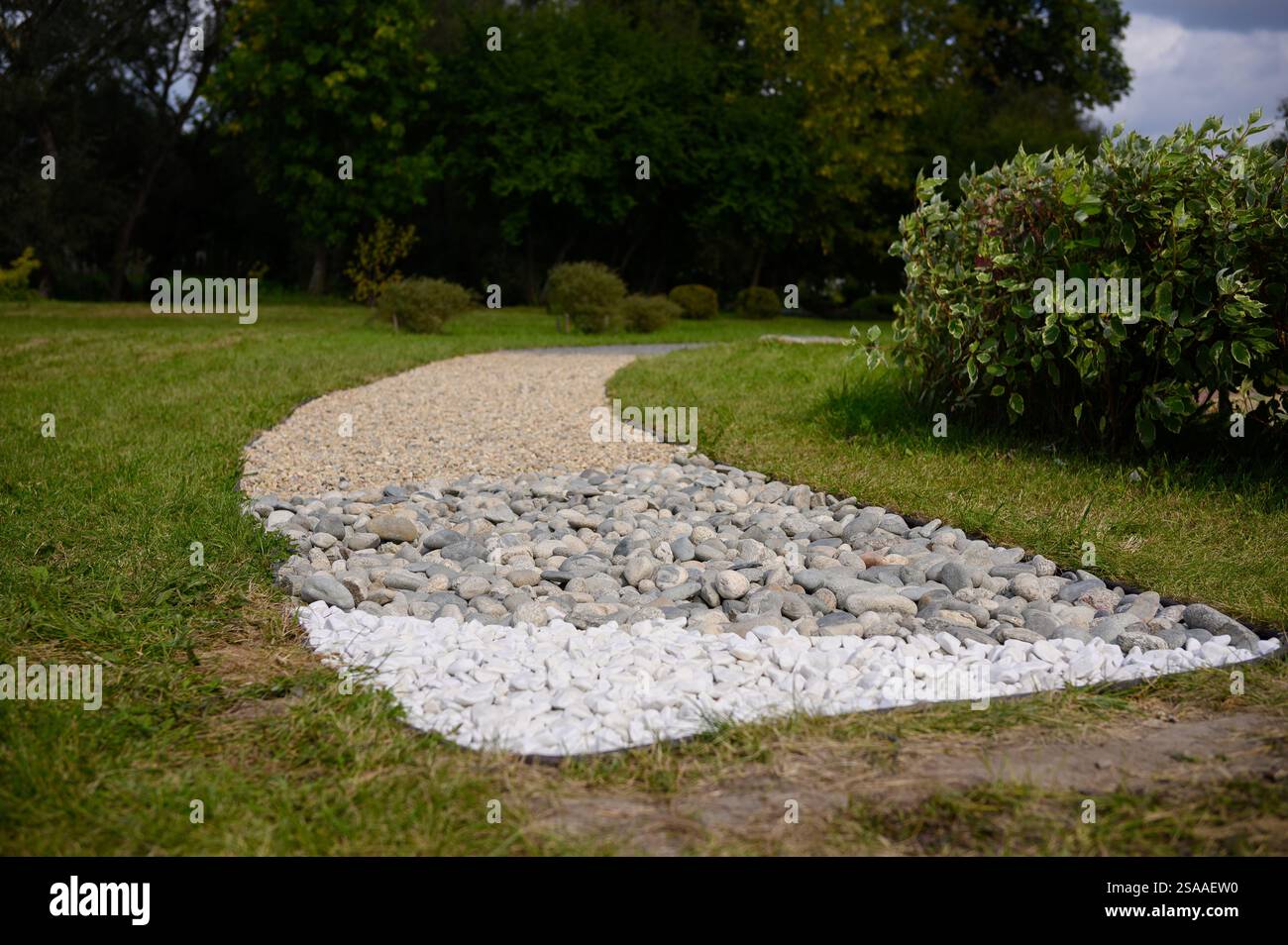 Barefoot path, with tactile eco elements with different textures in the ...