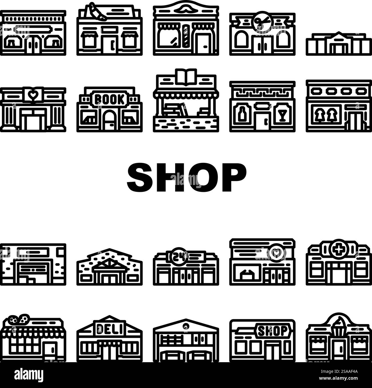 shop store retail purchase sale icons set vector. discount cart ...
