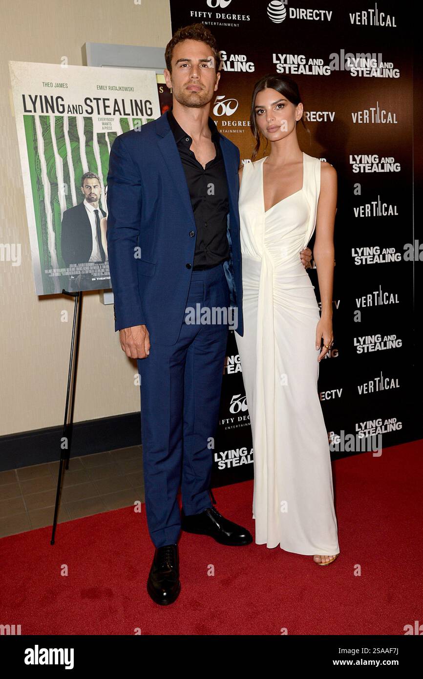 Emily Ratajkowski and Theo James attending the 'Lying and Stealing' New ...